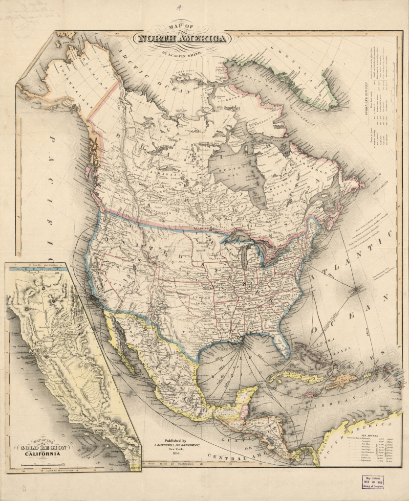 Map of North America by J. Calvin Smith - 1850 - Reduced Size - Life of ...